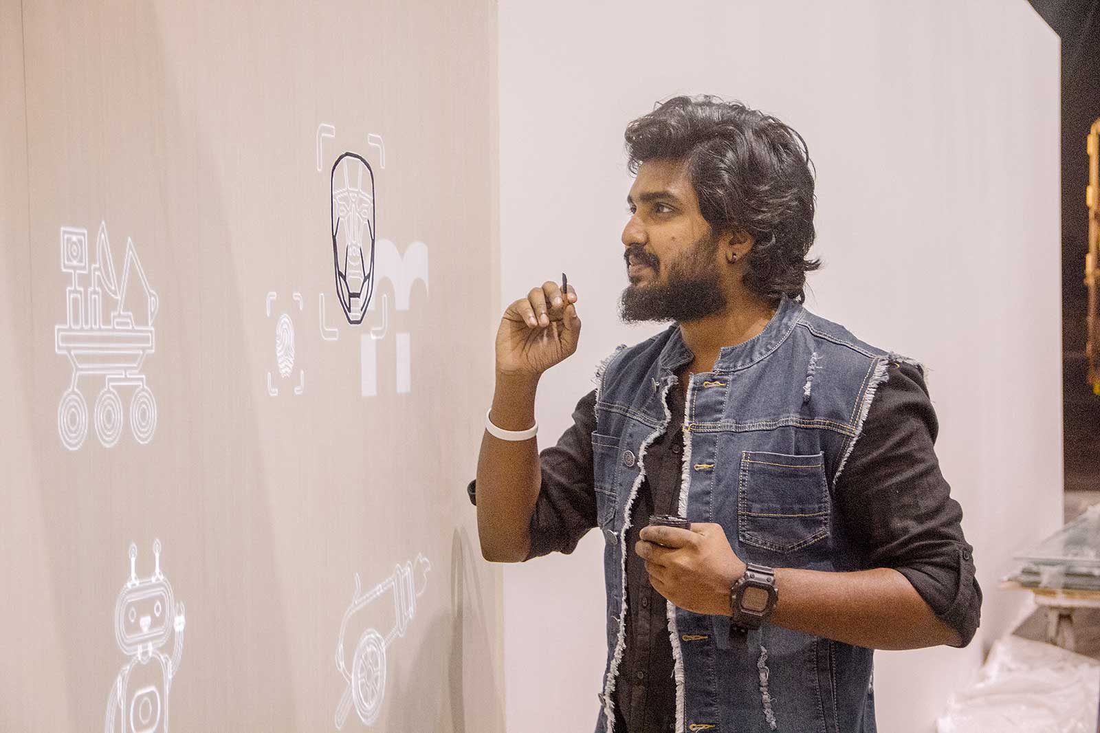 Conductive Ink Magic Wall with projection